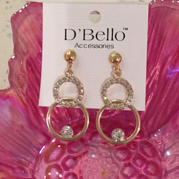 D’ Bello | Jewelry | Nwt So Fabulous Crystal Goldtone Pierced Style ...